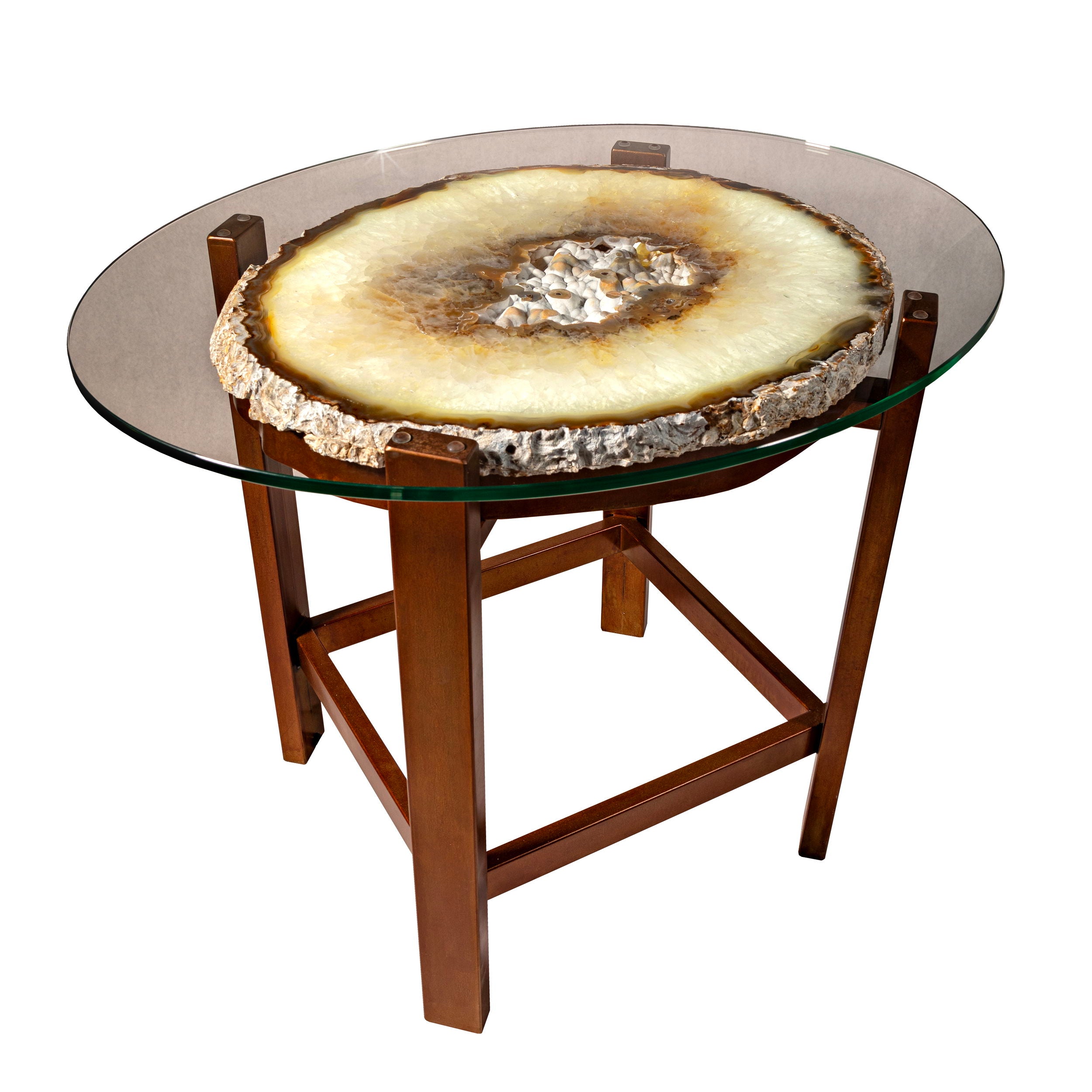 Illuminated Agate Coffee Table With White Agate Interior And Camel ...