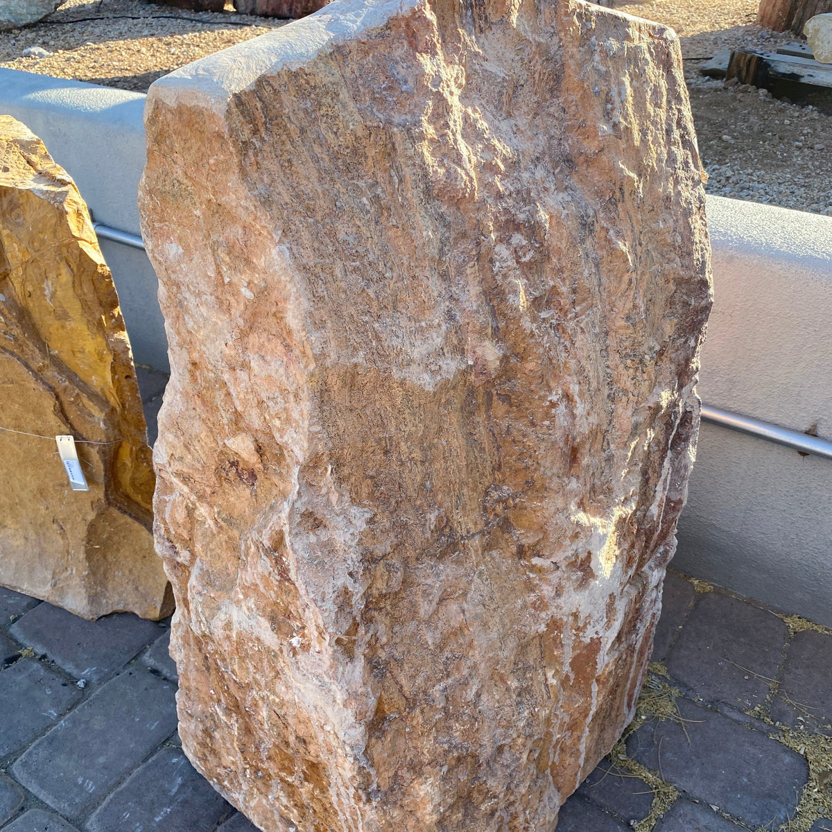 Red Travertine Boulder Fountain - Flat Monument With Cut Side – Rare ...