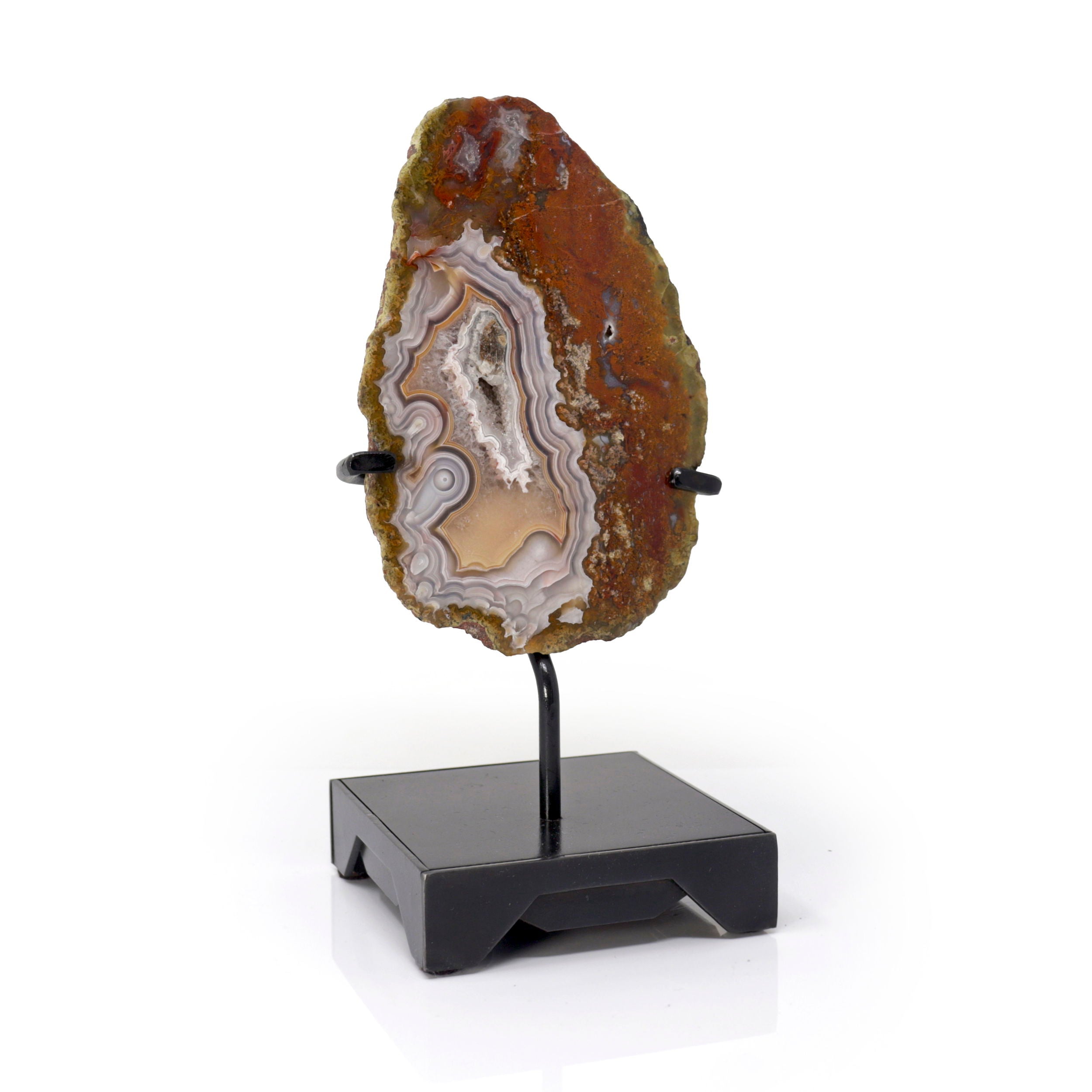 Agua Nueva Agate Geode On A Custom Black Square Stand With Trapezoidal ...