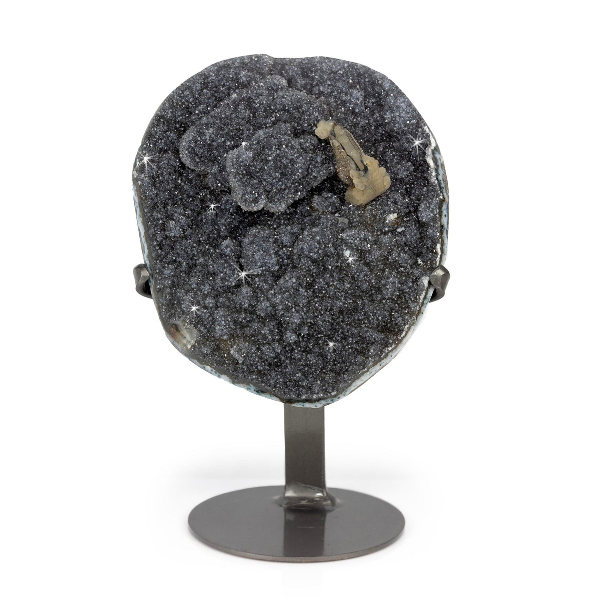 Basalt Druze Plaque On A Fitted Stand With Calcite Druze Cluster And ...