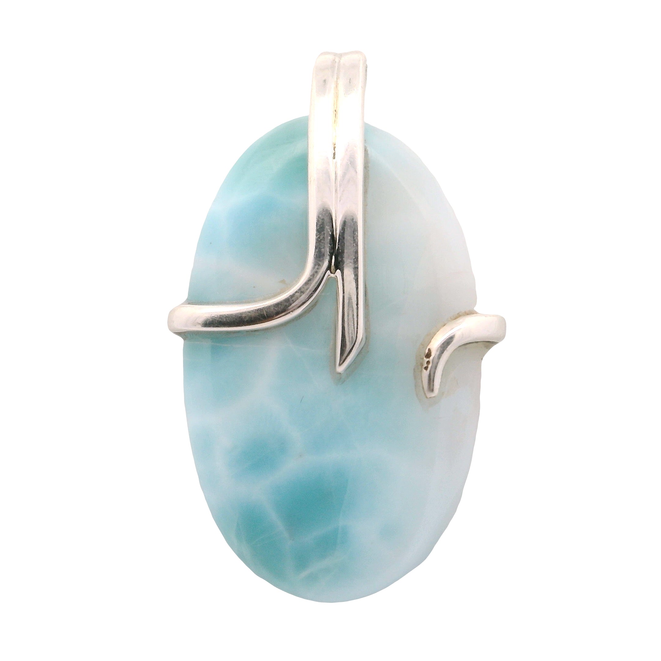 Larimar Oval Pendant with Wrap-around Included Bail in 925 Sterling Si ...