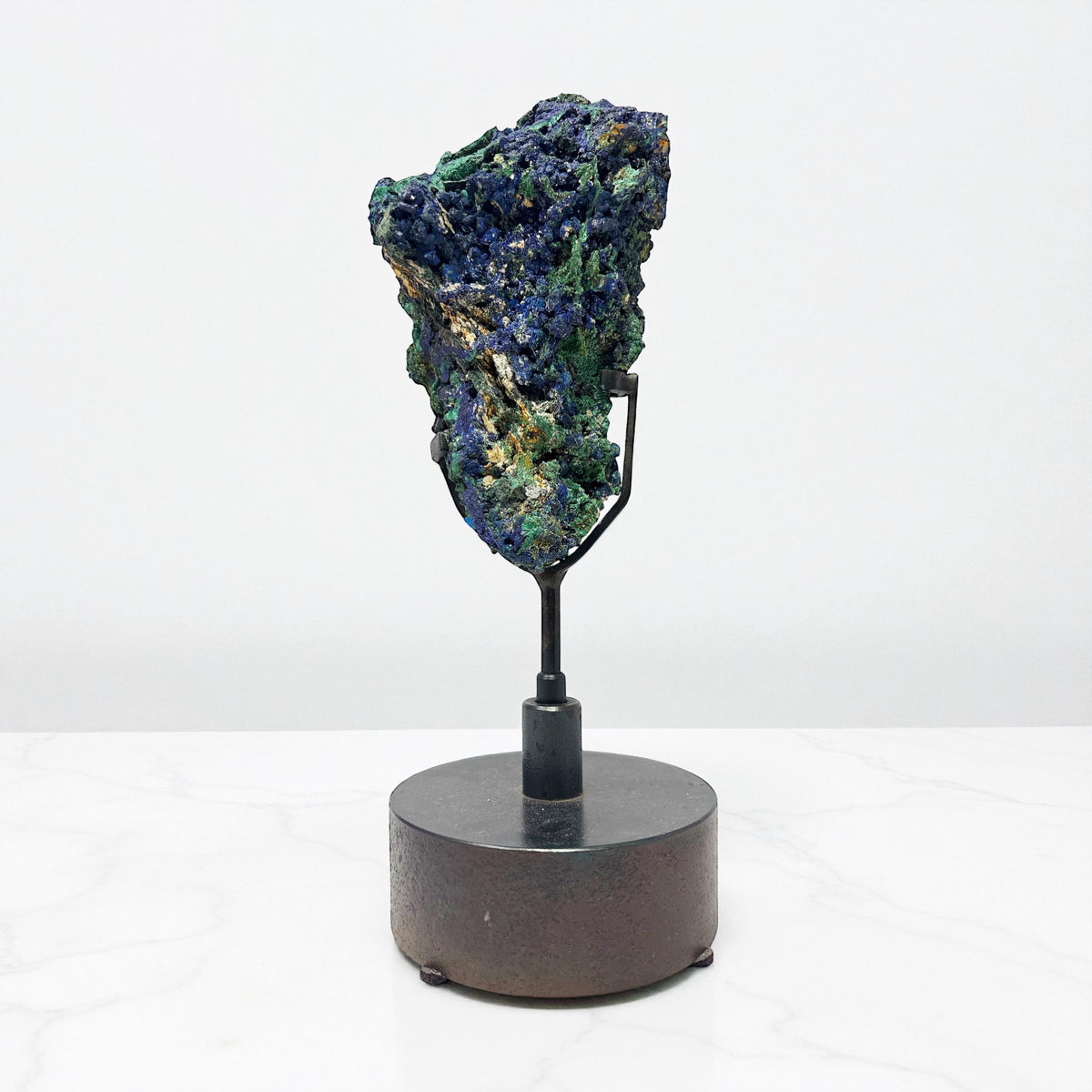 Azurite Malachite Druze Specimen On Custom Spinning Stand - Cut Side ...