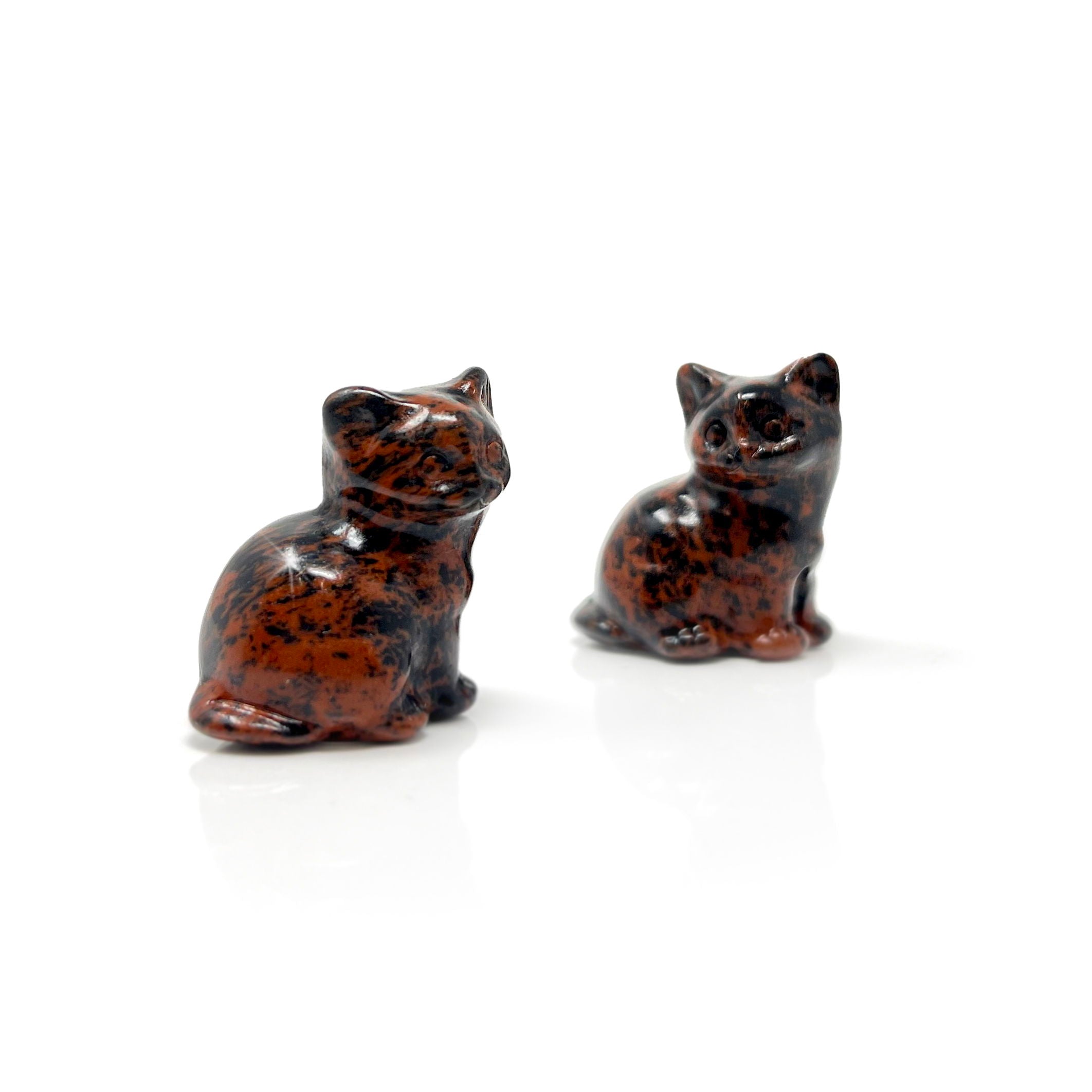 Mahogany Obsidian Sitting Cat Carving - Rare Earth Gallery